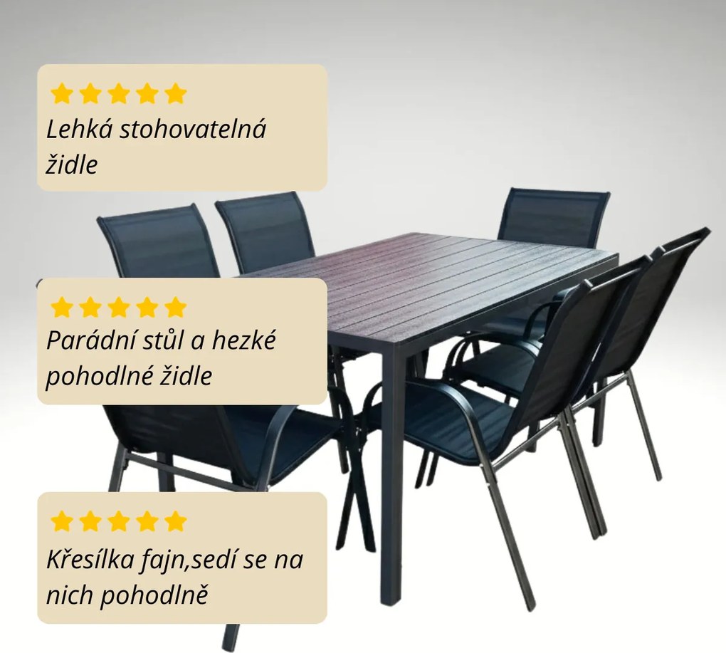 Vikio Venkovní zahradní set 140x80 pro 6 osob DK304-140 antracit