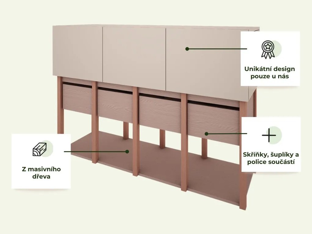 Úložná komoda nejen do dětského pokoje TWEENS korálová