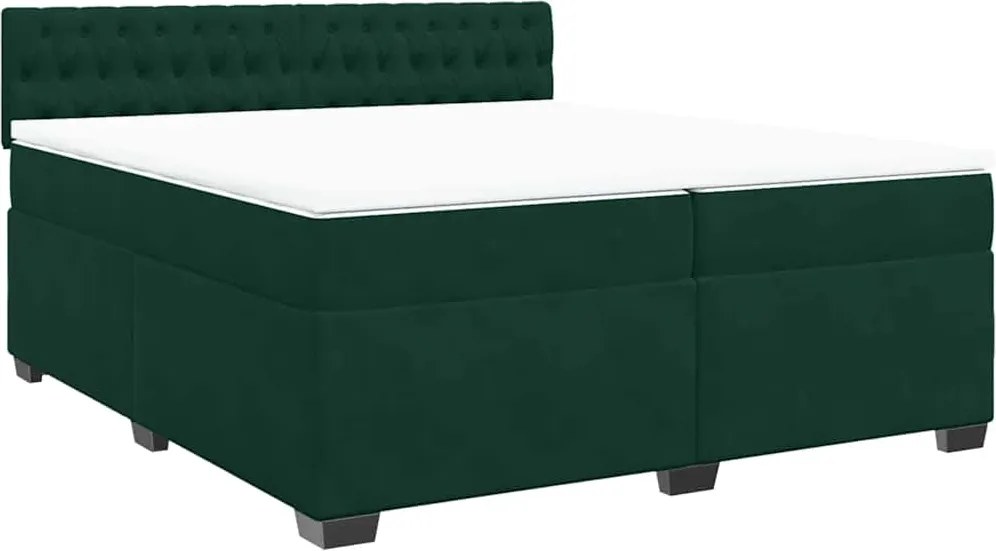 Box spring postel s matrací tmavě zelená 200x200 cm samet 3288711