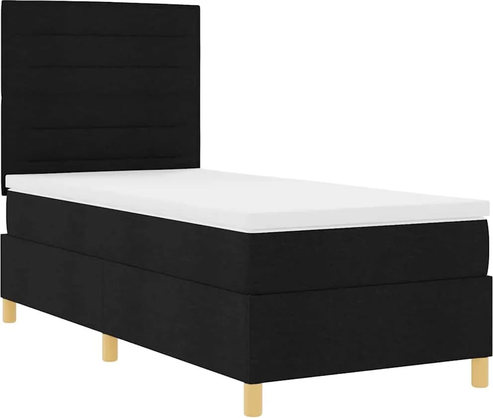 Postel s boxspringem s matrací s čelo Černá 80 x 200 cm textil 3339499