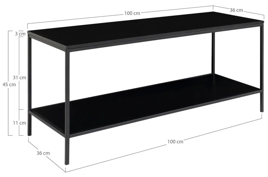 Černý TV stolek 36x45 cm Vita - House Nordic