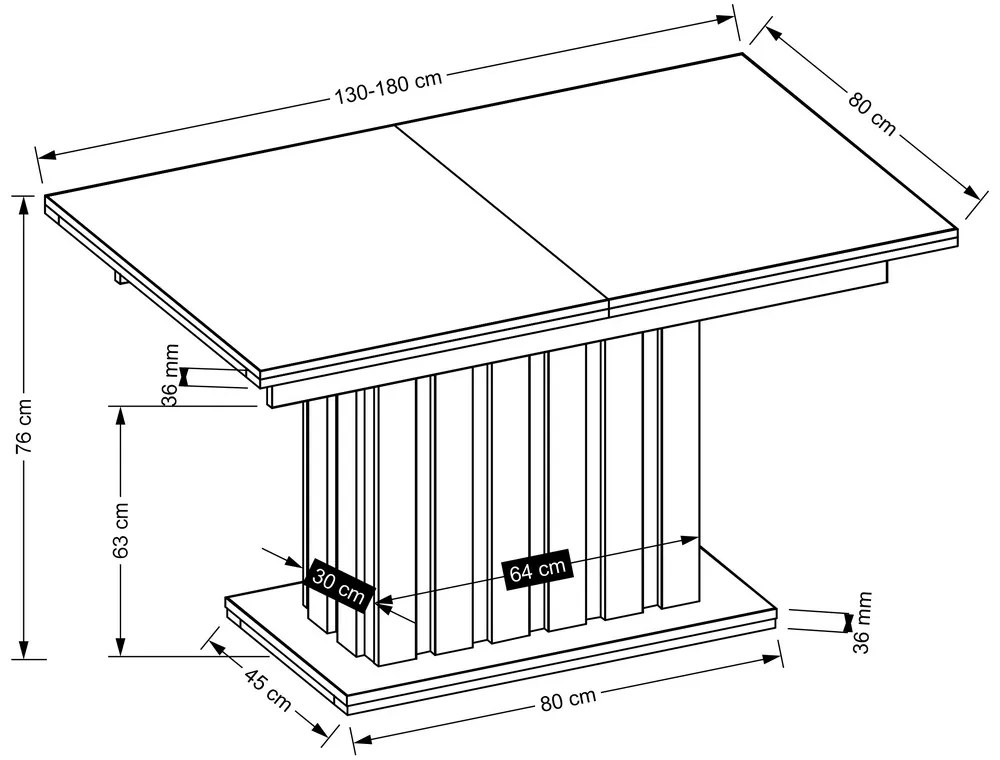 Jídelní stůl Lamello, dub artisan / černá