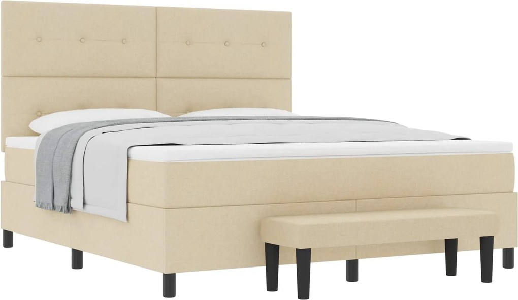 Postel s boxspringem s čelo Krémová 180 x 200 cm textil 3344091