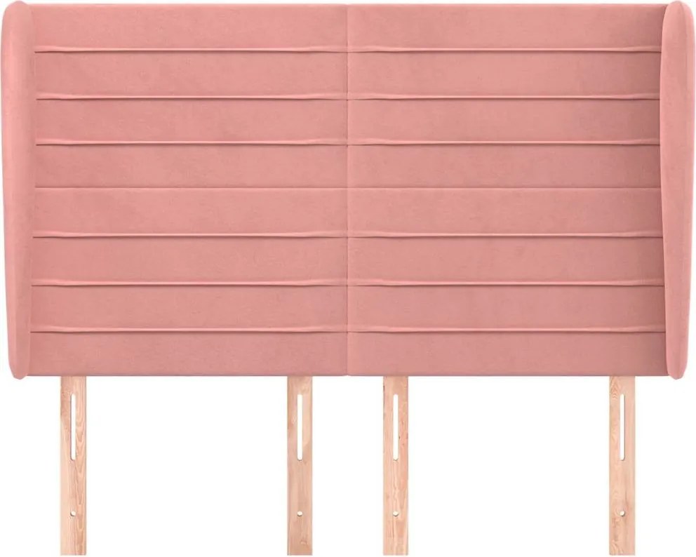 Čelo postele typu ušák růžové 147x23x118/128 cm samet 3118149