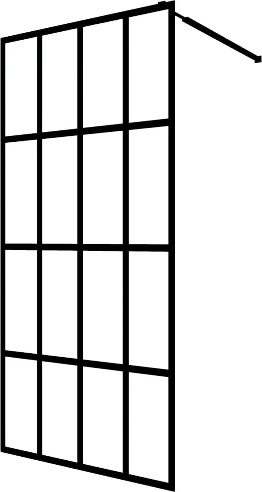 Zástěna do průchozí sprchy s policí černá 90x195 cm ESG/hliník 3185455