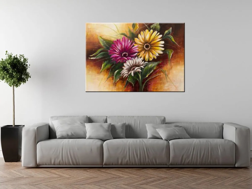 Gario Ručně malovaný obraz Nádherná kytice květů Rozměry: 100 x 70 cm