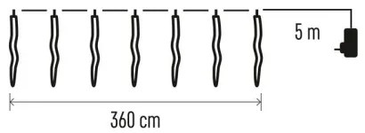 LED vánoční girlanda EMOS DCPC07 12x rampouch 3,6m 230V studená bílá
