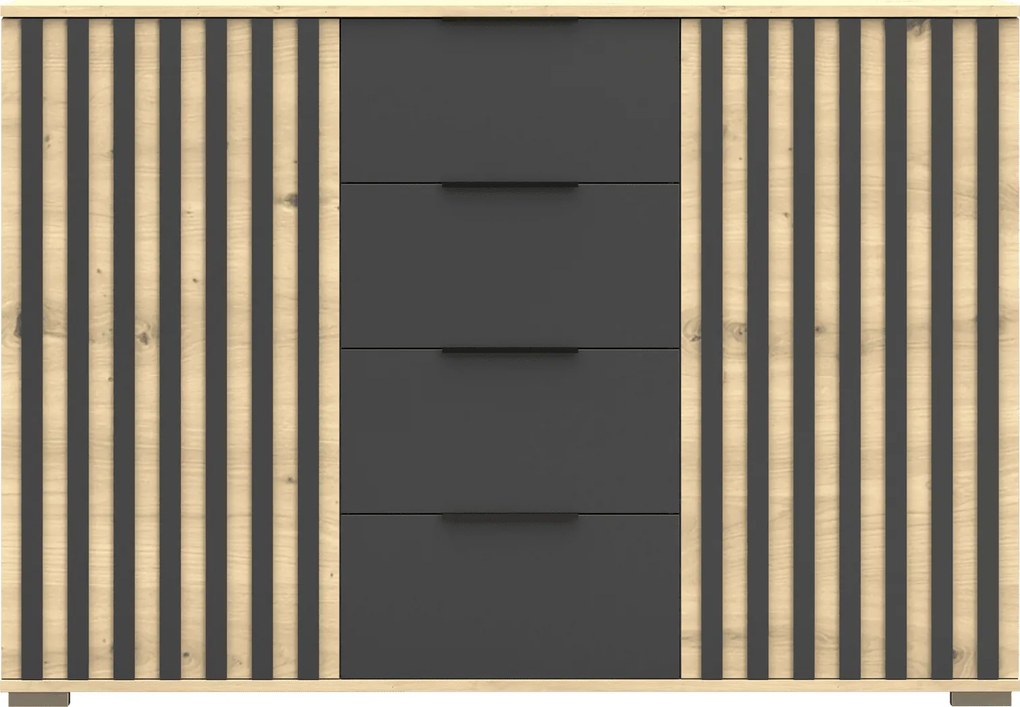 IDZ Komoda WERONA 2D4S 26, 135 cm Dub Artisan/Černá