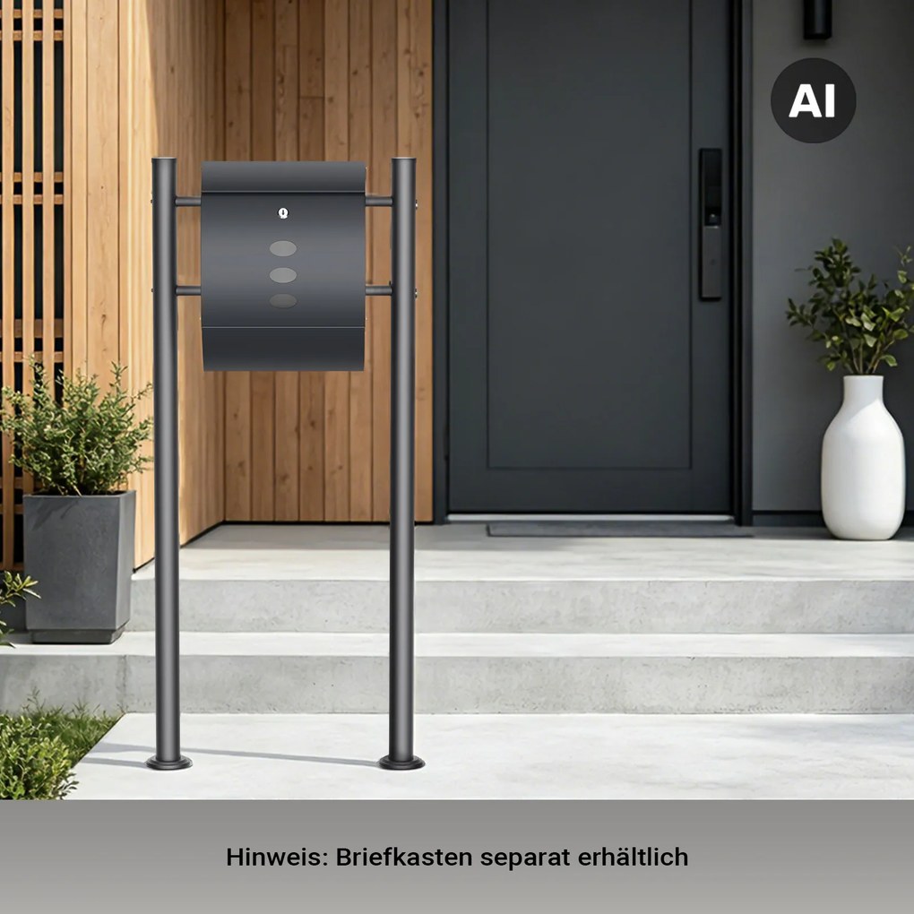 Stojan na poštovní schránku Wiltec – 1200 × 500 mm, antracitová (60180)