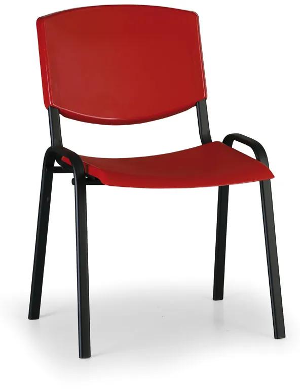 EUROSEAT Konferenční židle SMILE, černá lakovaná konstrukce, červená