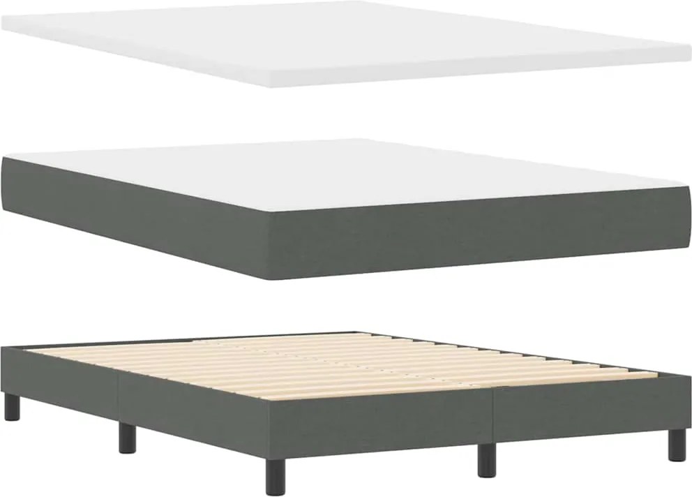 Postel s boxspringem s čelo Tmavě šedá 200 x 140 cm textil 3341042