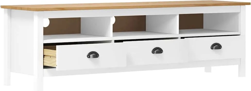 TV stolek Hill bílý 158 x 40 x 47 cm masivní borové dřevo 288930