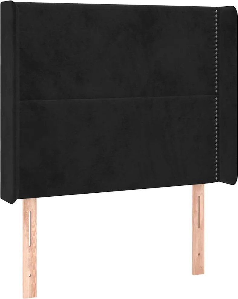 Čelo postele typu ušák černé 103x16x118/128 cm samet 3119484