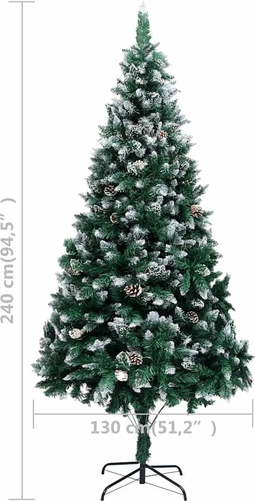 Umělý vánoční stromek se šiškami a bílým sněhem 240 cm 321018
