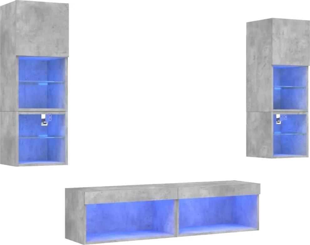 vidaXL 6dílná obývací stěna s LED kompozitní dřevo [3216618] Barva: šedá sonoma