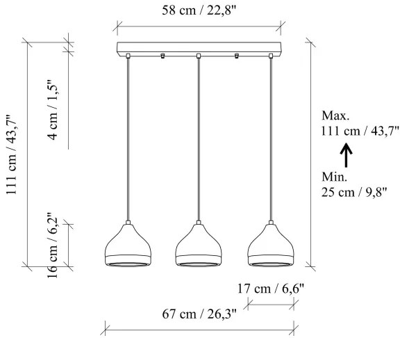 Lustr na lanku YILDO 3xE27/40W/230V černá/zlatá