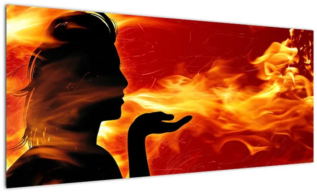 Obraz - žena v ohni (100x40cm)
