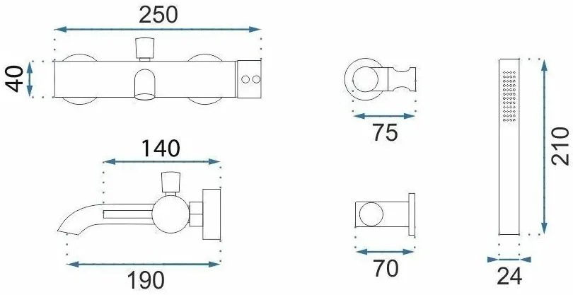 Rea, Vanová baterie Rea Lungo Grip Brush Copper, REA-B4567