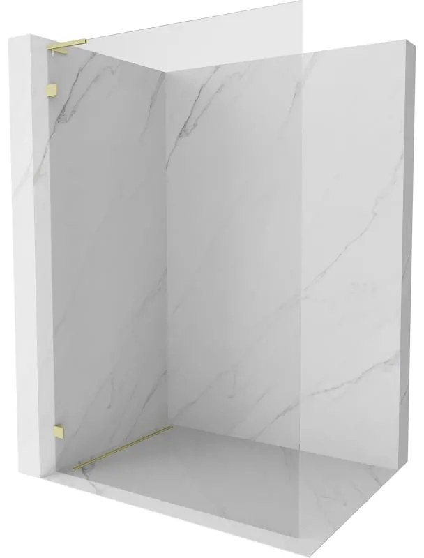 Mexen Lunar L sprchová stěna levá 120 x 200 cm, 8mm čiré sklo, zlatá matná, 830L-120-000-55-00-L