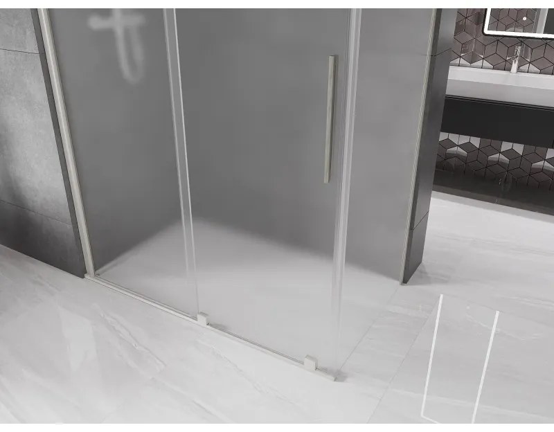 Mexen Velar, sprchový kout s posuvnými dveřmi 130 x 70 cm, 8mm sklo námraza, broušená ocel, 871-130-070-31-97