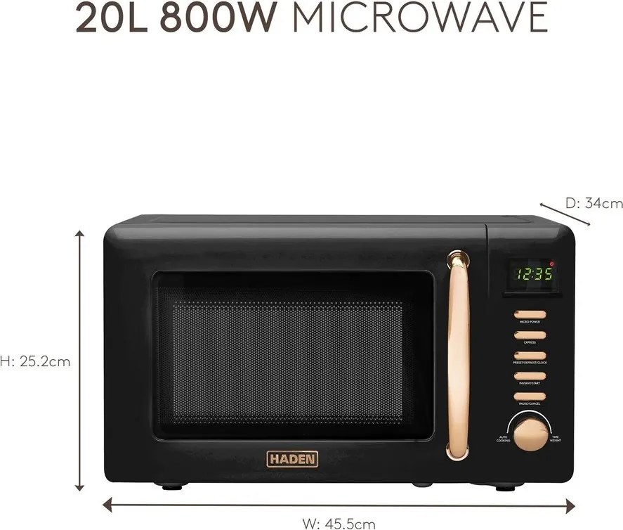 Černá mikrovlnná trouba Black & Copper – Haden