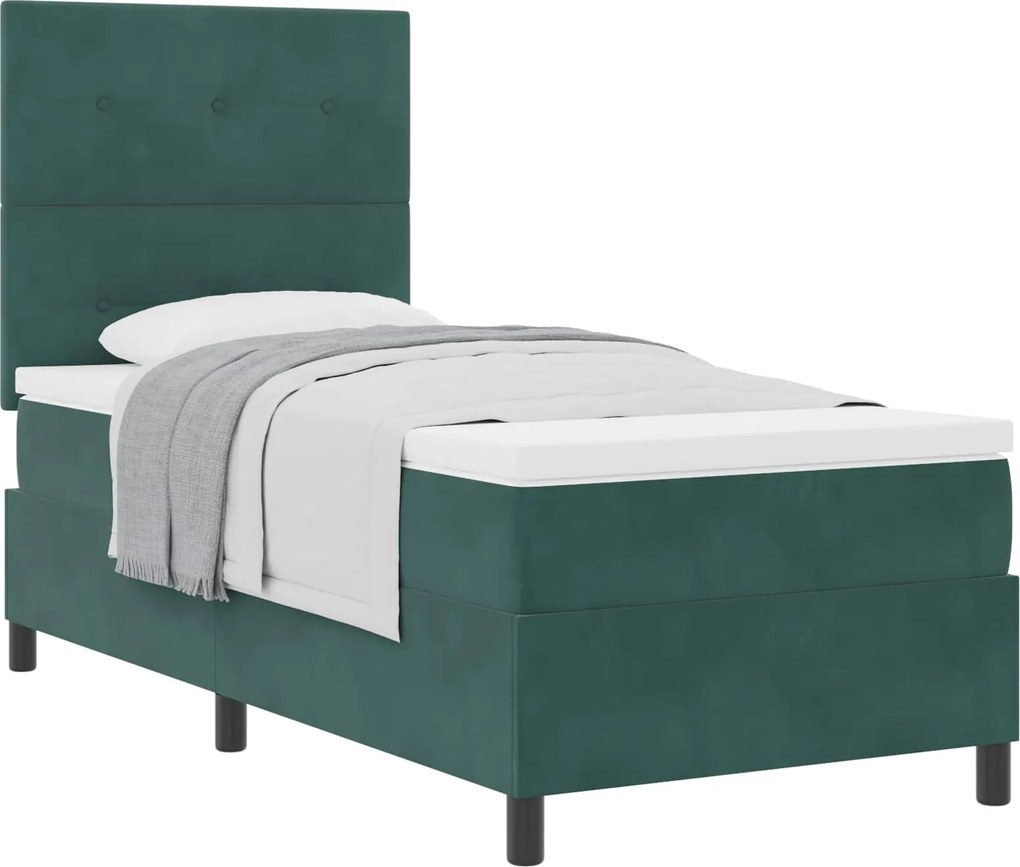 Postel s boxspringem s čelo Tmavě zelená 100 x 200 cm samet 3339815
