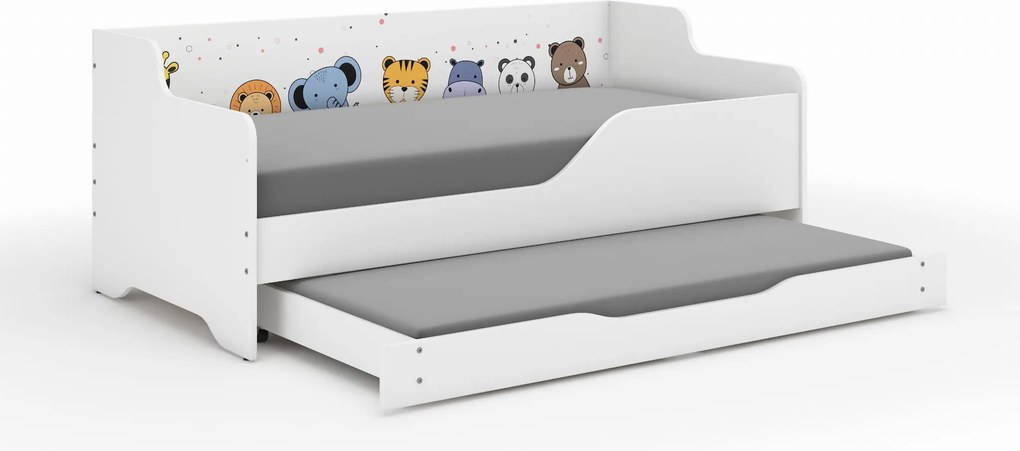 Wooden Toys Dětská postel LILU 160x80 MINI ZOO s funkcí spaní