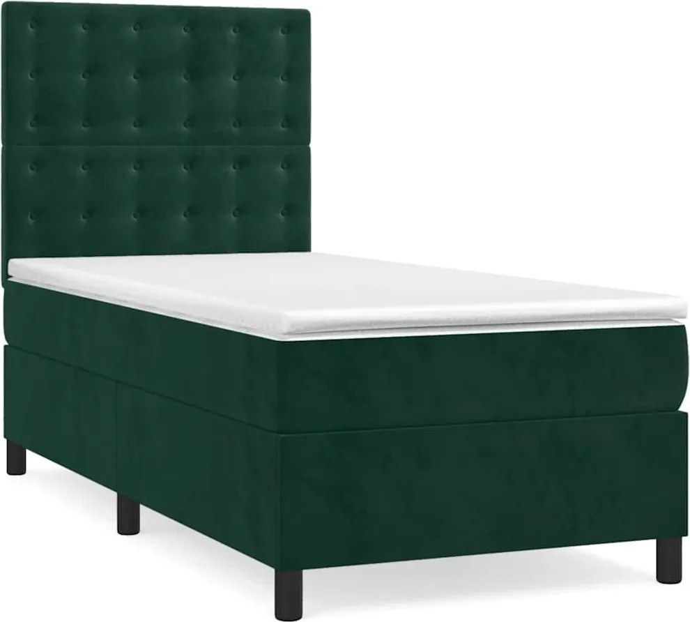 Box spring postel s matrací tmavě zelená 80 x 200 cm samet 3143232