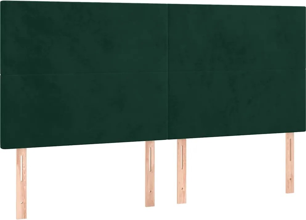Box spring postel s matrací a LED tmavě zelená 180x200 cm samet 3136020