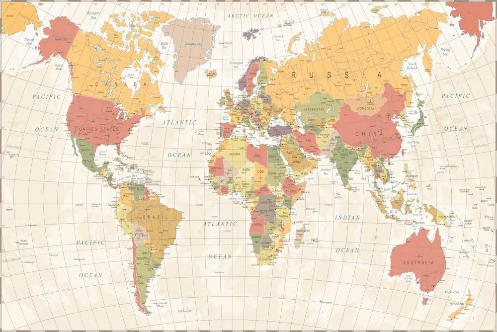 Fototapeta Mapa Světa Hladký vinyl 520x318
