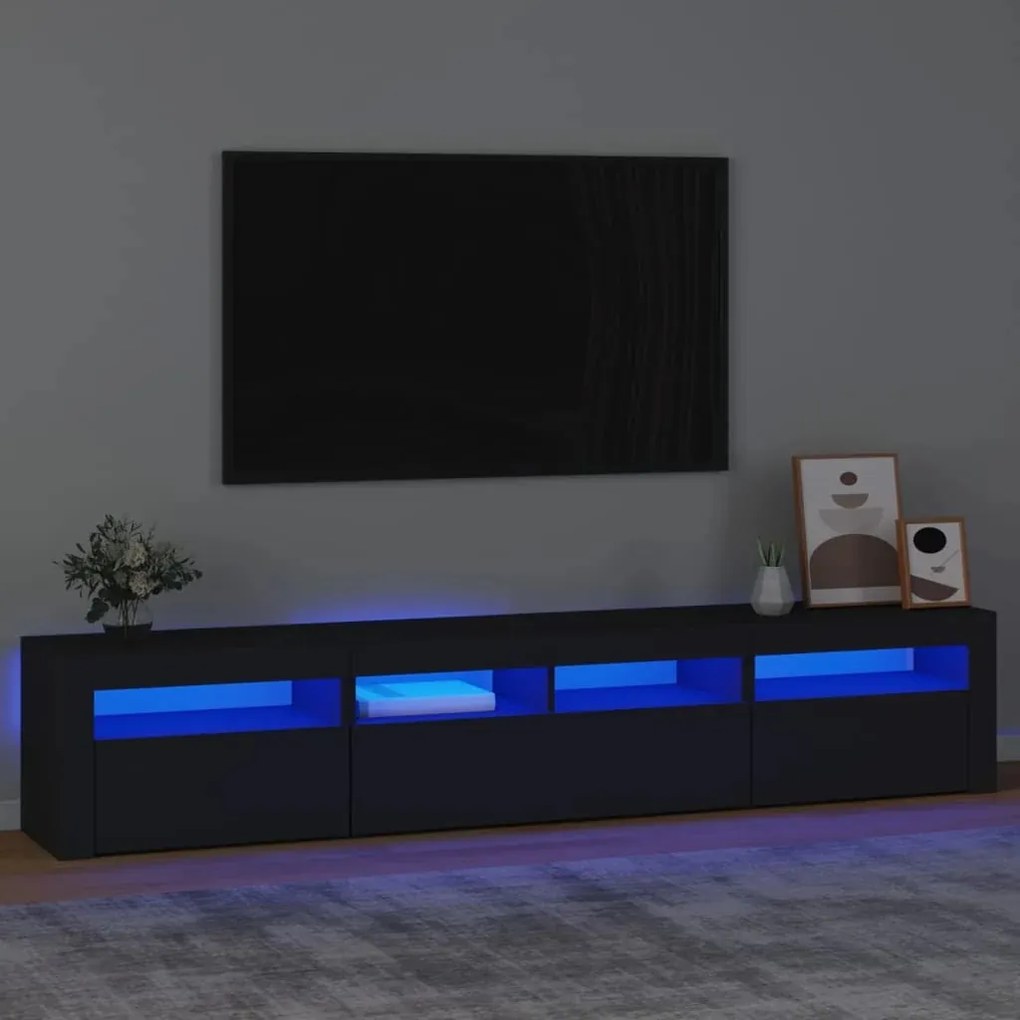 Fionshop 263588163 Tv skříňka s Led osvětlením černá 210 x 35 x 40 cm