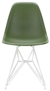 Eames Plastic Chair DSR bíle lakovaná lesní zelená bílé na koberec Vitra