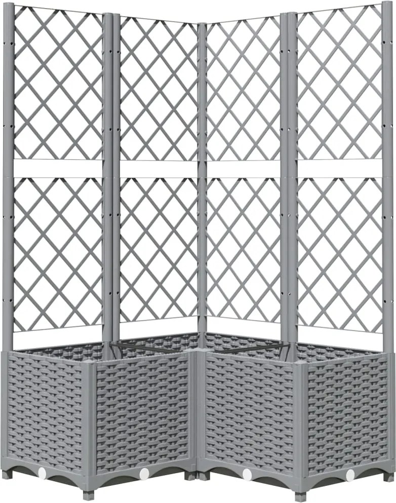 Zahradní truhlík s treláží světle šedý 80 x 80 x 136 cm PP 153276
