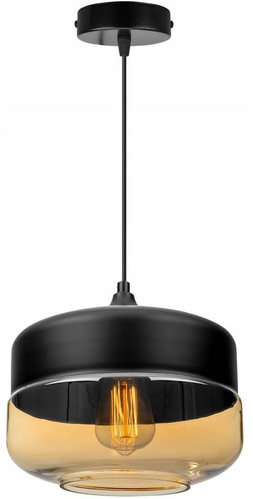 Závěsné svítidlo OSLO 3, 1x černé/medové skleněné stínítko