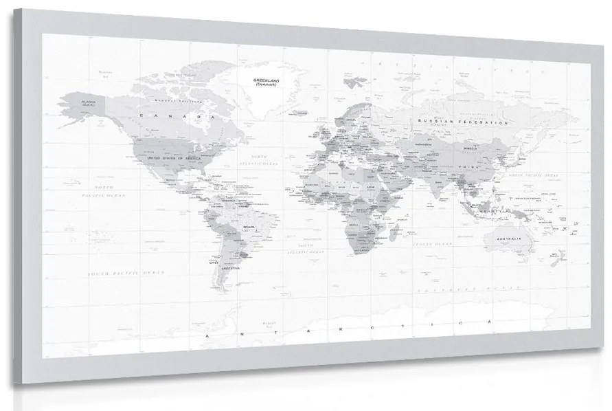 Obraz klasická černobílá mapa s šedým okrajem