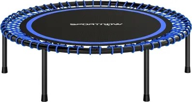 SPORTNOW fitness trampolína Ø114 cm s vyztuženým ocelovým rámem pro trénink nohou a celého těla, modrá a černá