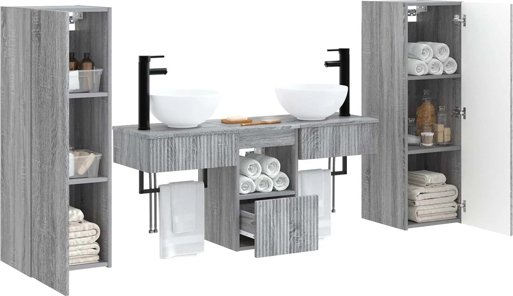 Sada koupelnového nábytku 5 ks Šedý Sonoma 33 x 34,5 x 100 cm 3405969