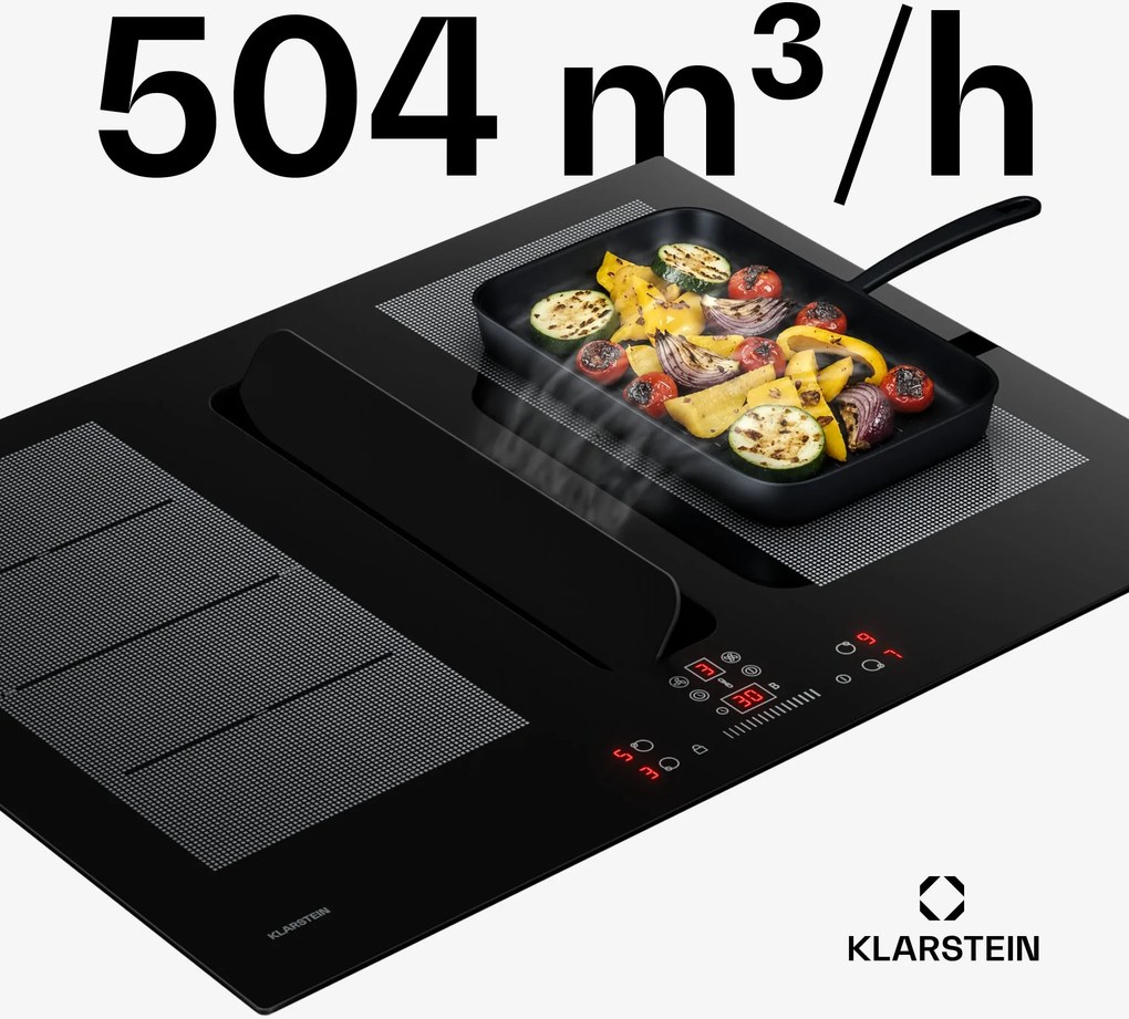 Klarstein Indukční varná deska ChefFusion s digestoří | 4 varné zóny | 7200 W | 504,3 m³/h | 70 cm