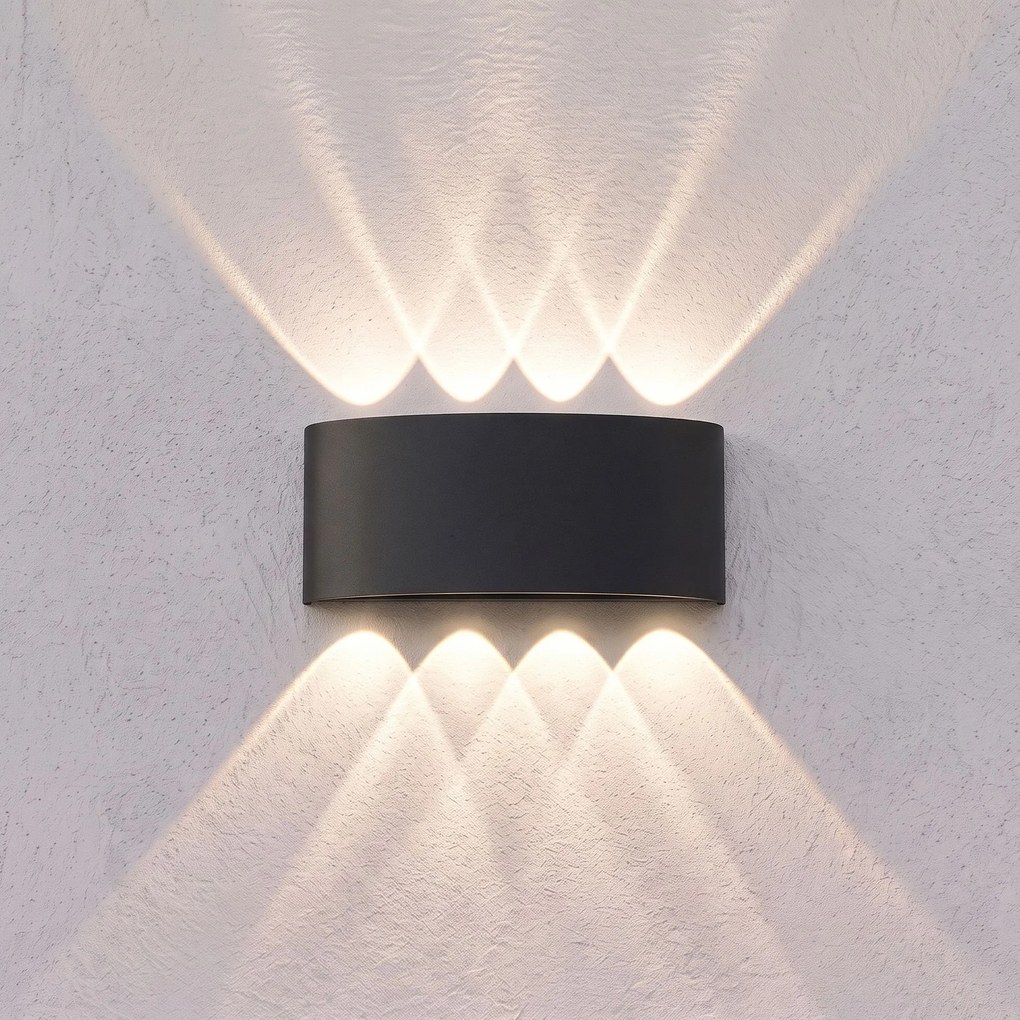 Toolight Toolight, JNH041-8G, venkovní LED nástěnné svítidlo nahoru/dolů, 8 LED, 12 W, 4000 K, IP44, černá matná, OSW-56232