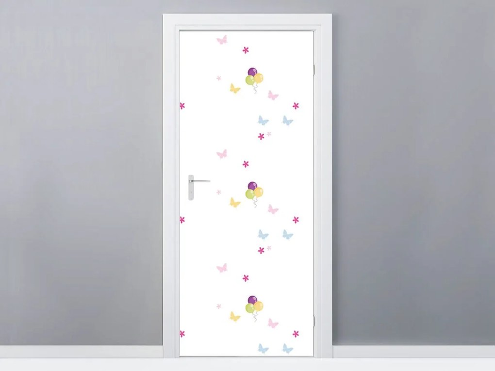 Gario Samolepící fólie na dveře Balónky a motýli 95x205cm Velikost: 95 x 205 cm