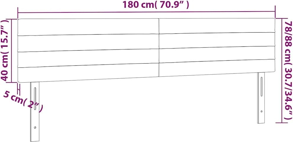 Čelo postele s LED tmavě šedé 180x5x78/88 cm textil 3121767