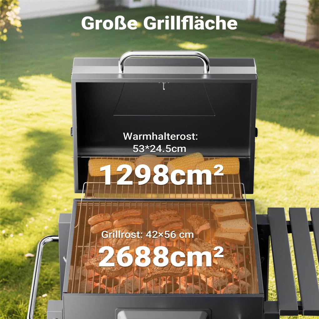 Gril na dřevěné uhlí Wiltec – černá (62809)