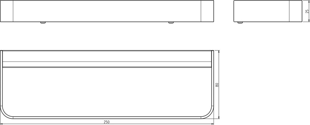 METAFORM Sapho, BELLA držák ručníků na bok skříňky 250mm, černá matná, FA115NE
