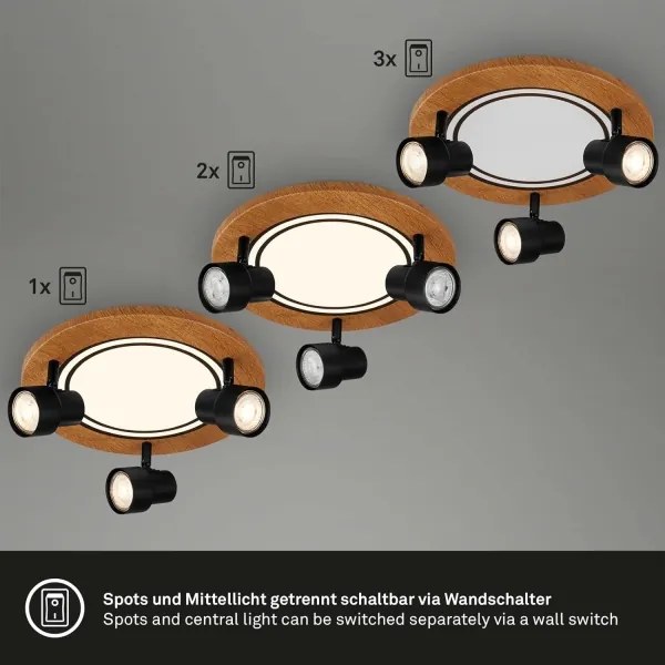 Brilo - LED Stropní svítidlo LED/12W/230V + 3xGU10/9W 3000K