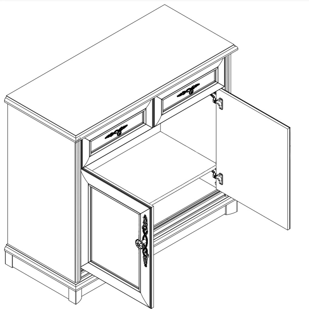 Sconto Komoda SONATA kaštan, 2-dvěřová/2 zásuvky