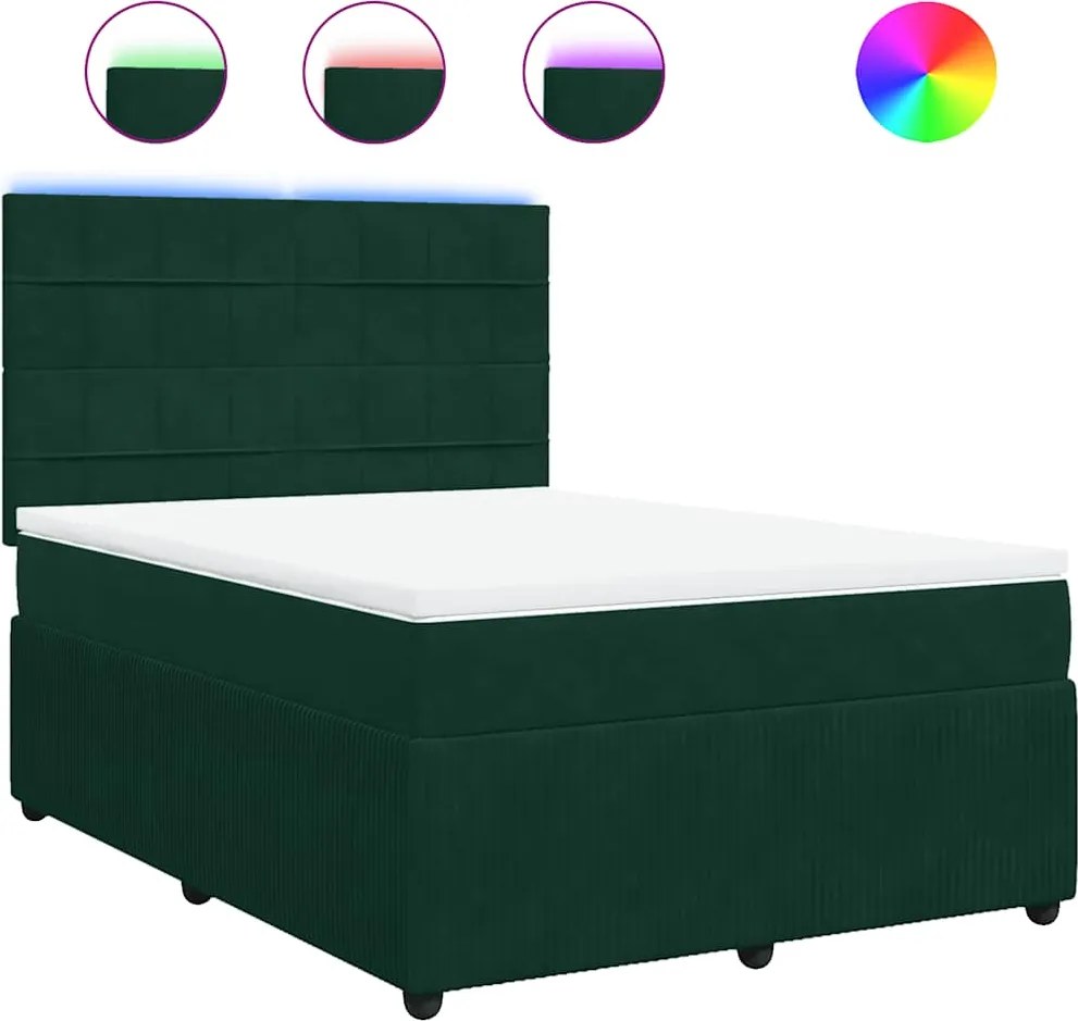 Box spring postel s matrací tmavě zelená 160x200 cm samet 3294685