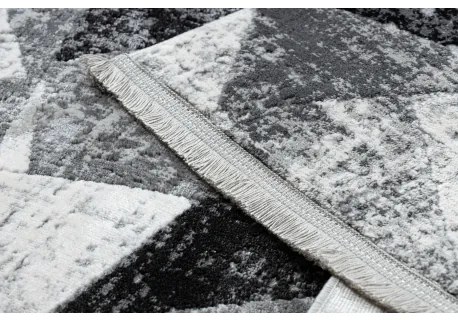 Moderní koberec TULS strukturální, střapce 51211 Geometrický antracit velikost 140x190 cm | krásné koberce cz