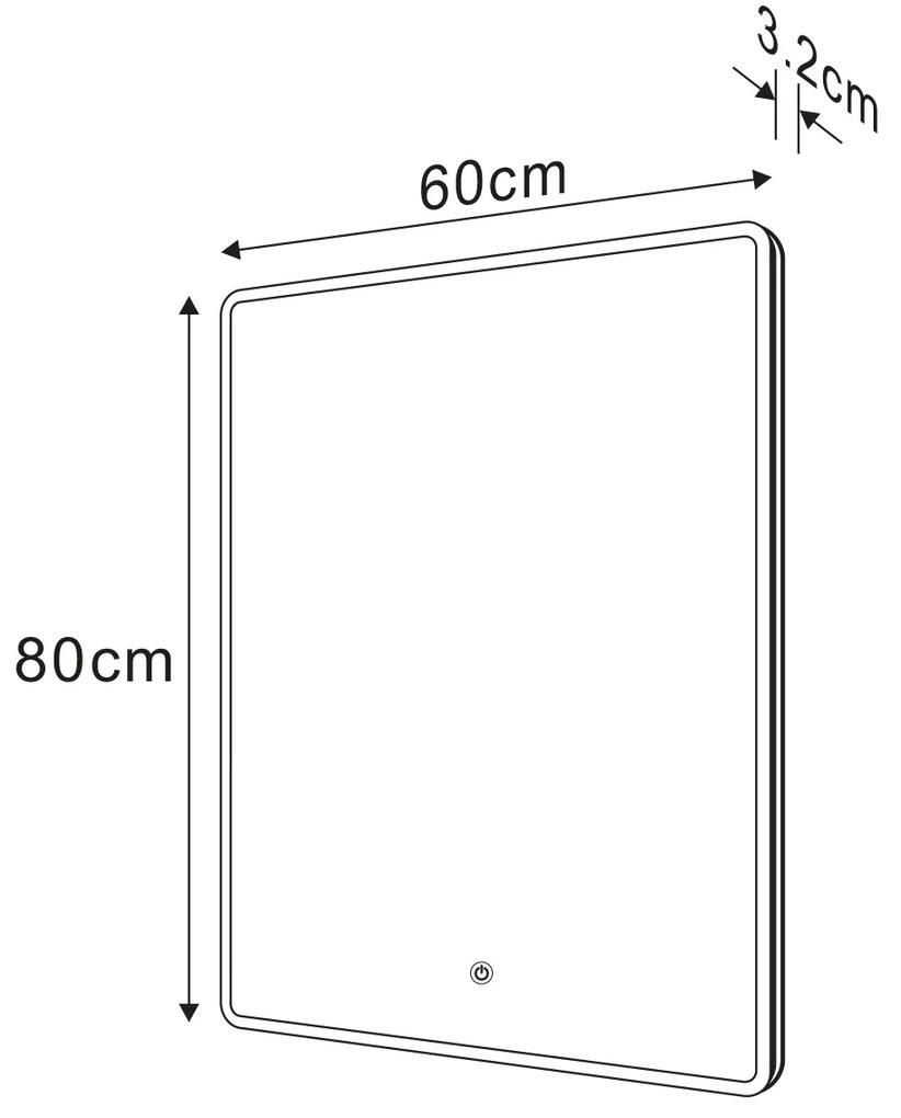 Sapho Sapho, PIRI zrcadlo s LED osvětlením 60x80cm, dotykový senzor, 2700-6500K, PR600S
