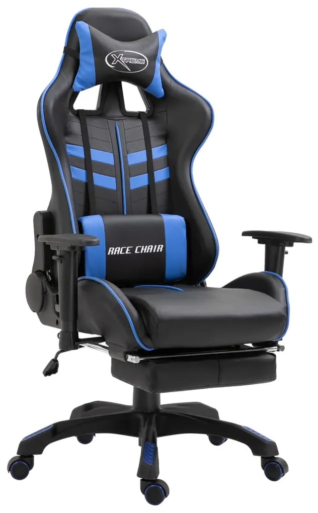 20200 vidaXL Herní židle s podnožkou modrá umělá kůže