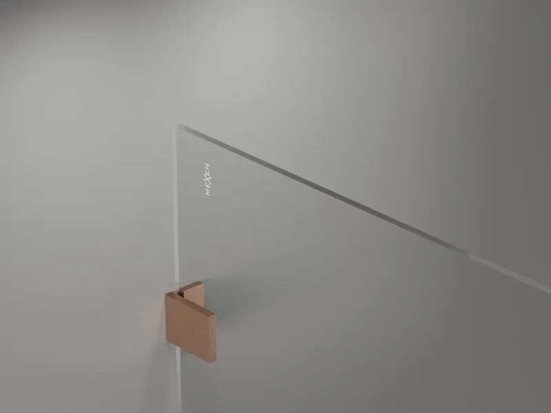Mexen Lunar sprchová stěna Walk-in pravá 50 x 200 cm, transparentní 8 mm, kartáčovaná měď - 830-050-000-65-00-P